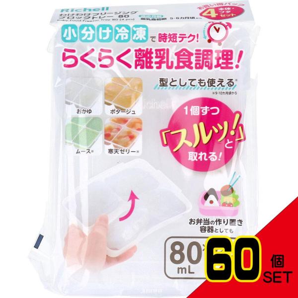 リッチェル わけわけフリージング ブロックトレー 80 80mL×4ブロック 4セット × 60点小分け冷凍保存で時短テク！離乳食を小分け冷凍保存する容器です。●型としても使える(9・10ヵ月頃から)。●1個ずつ取り出せるので、作り置きに便...