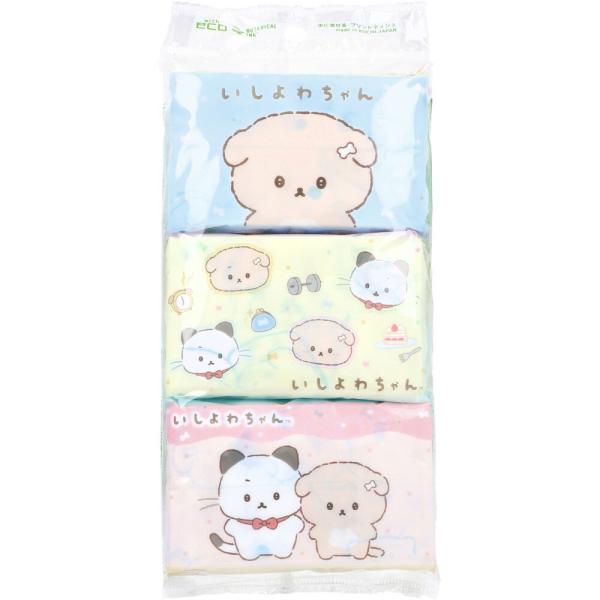 水に流せるプリントティシュ いしよわちゃん  16枚(8組)×6個入このパッケージはフィルムの厚みを薄くすることにより、廃棄プラスチック量を削減しています。●このパッケージは、環境にやさしい植物由来成分を含むインキを使用しています。