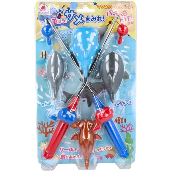 釣って遊ぼう!サメまみれ!釣竿の巻き上げ音と、しなりが本物そっくり！●サメの鼻先にネジが付いていて、釣竿のマグネットでくっつく仕組みです。●リールの糸は長さが調節できて、最大約70cm程まで伸ばすことができます。●サメの種類・ジンベエザメ・...