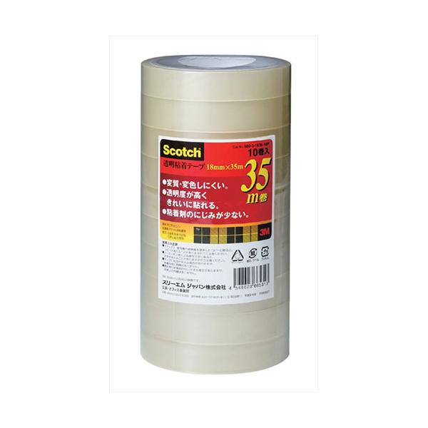 透明粘着テープ500 18mmX35m 10巻入 スコッチ,透明粘着テープ,500