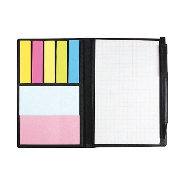 PVC付箋メモ(ペン付き) ブラック