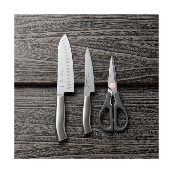プレミオのオールステンレス三徳・ペティ・キッチンバサミセット