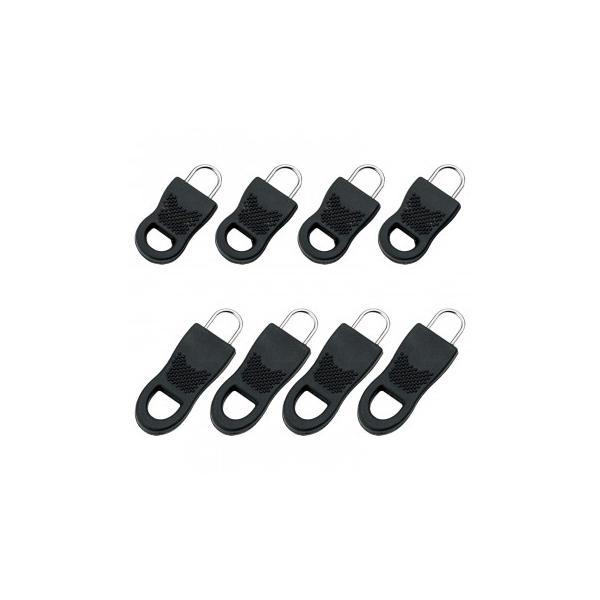 ファスナー修理セット(8個組) 引手の壊れたファスナーを簡単修理!引手が壊れてあきらめていた衣類やバッグが復活!U字リングをスライダーの穴に通して持ち手を差し込むだけ♪大小2サイズで修理するものに合わせて使い分けができます。引手が大きく、フ...