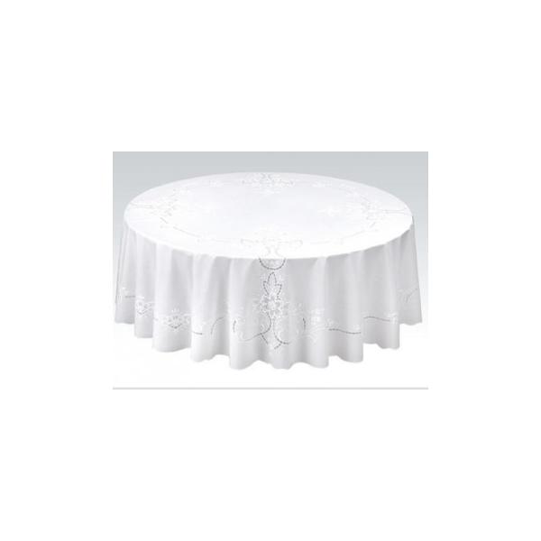 マイパールレーステーブルクロス　メヌエットシリーズ 152cm丸　ホワイト シェリー　WH 円形テーブル用のテーブルクロスです。 生産国:インドネシア 素材・材質:塩化ビニル樹脂100%裏面:塩ビフィルム貼り 商品サイズ:直径:152cm ...