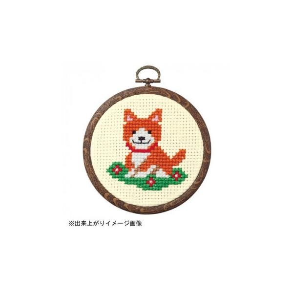 オリムパス クロス・ステッチししゅうキット　小さななかまたち(おしゃれフープ付)　イヌとお花 7346 刺繍糸や針、おしゃれなフープなどがセットになった制作キット♪初心者の方におすすめです。 生産国:日本 素材・材質:布・ししゅう糸:綿10...