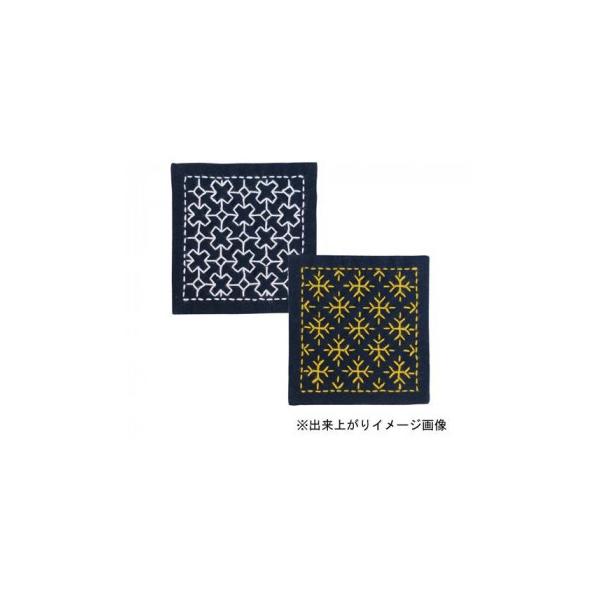オリムパス 刺し子キット　一目刺しのコースター(2枚組) 雪の結晶とクロスつなぎ SK-300 「一目刺し」とは、刺し子の技法のひとつで、一定の針目で縦、横、斜めと同じ方向を順に刺していく技法です。図案は布にプリント済みなので、初心者の方も...