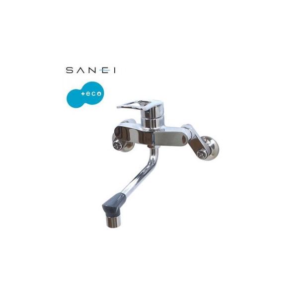 三栄水栓　SANEI　キッチン用(壁付)　シングル混合栓 K17110ED-13 キッチン用のシングル混合栓です。水ハネが少ない泡沫吐水タイプ。エコ位置クリックでお湯が出ない位置をお知らせし、スマートにお湯のムダ使いを防ぎます。 生産国:日...