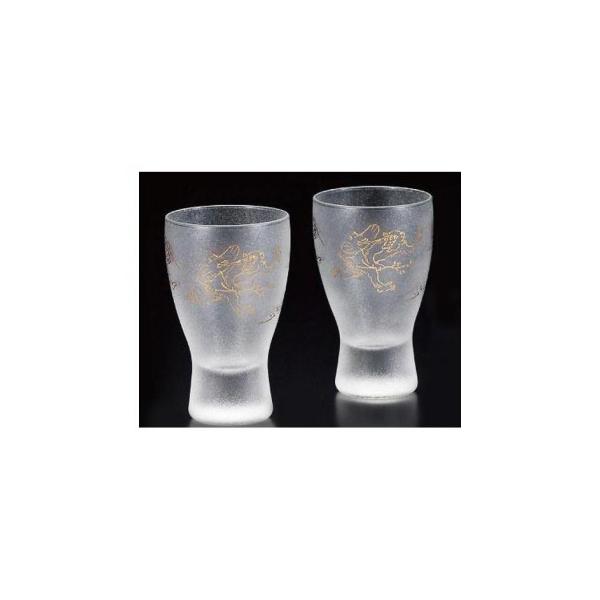 ザ・プレミアムニッポンテイスト　プレミアム鳥獣戯画　酒グラス　ペアセット　S-6213 日本古来の文化や意匠を現代の技術・手法でグラスウエアに写しました。まるで氷晶の如くキラキラと煌めくグラス表面に金彩紋様が踊るモダンで涼しげな風合いの趣あ...
