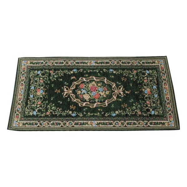 ゴブラン織　シェニールマット　玄関マット　グリーン　約50×80cm　YAN04850HG 落ち着いた色調に、エレガントな花柄が魅力のマット。ベースにシェニール糸を使用していますので、肌触りも良く、オールシーズンご使用いただけます。 製造国...