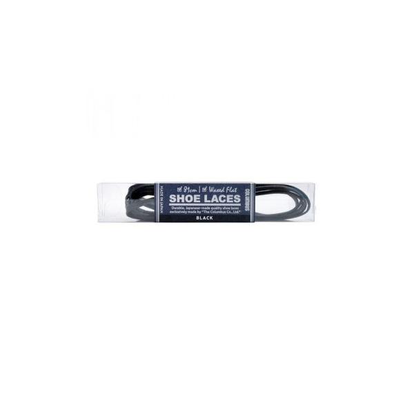 コロンブス シューレース ロービキ平　81cm・ブラック コットンの糸を細かく編み込み、細く仕上げたロウ引きシューレースです。細く仕上げることで、結んだ時の見た目が美しくなります。酸化しにくく柔らかいパラフィンワックスでロウ引きすることで、...