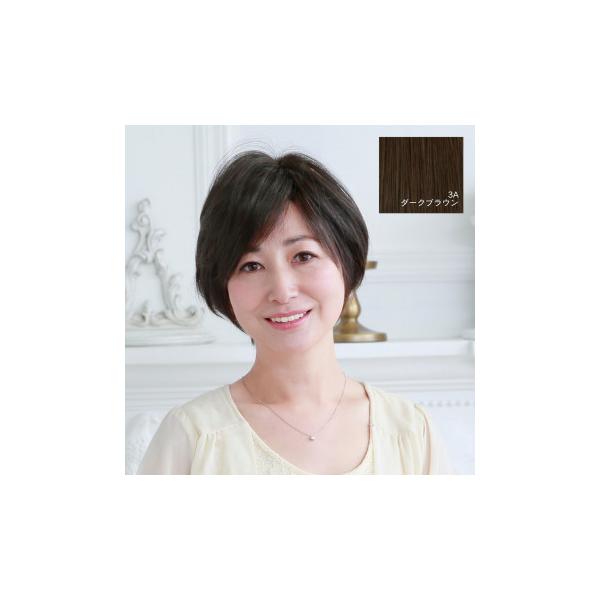 プリシラ 白髪かくしウィッグ 分け目タイプ ダークブラウン ST-005-3A 分け目全体をかくす分け目タイプ。頭頂部などのカバーに最適な部分かつら。 生産国:中国 素材・材質:【新ファイバー】国内メーカー製耐熱ファイバー100% 仕様:つ...
