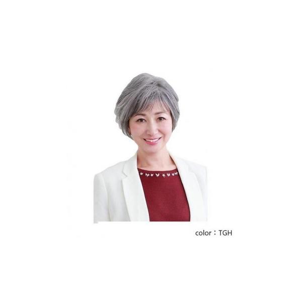 プリシラ オールウィッグ ミセス エアリーカールショート A-112 耐熱　TGH・グレイヘア 毛先が軽やかに動く長めショートヘア。自毛をまったく見せずにスッポリかぶる「かつら」タイプのウィッグ。 生産国:中国 素材・材質:【新ファイバー・...