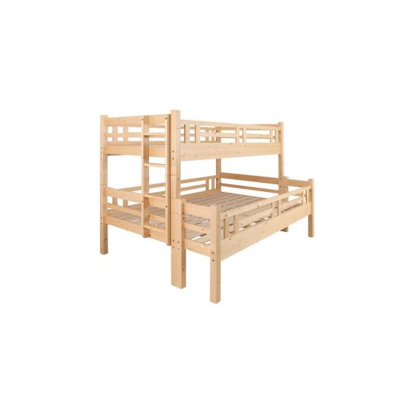 天然木すのこ2段ベッド　シングル×ダブル2段　タイプ　ナチュラル　JNL-200-2DXN 子供の成長やライフスタイルに合わせて組み合わせできる天然木ジュニアベッドです。上段シングルサイズ×下段ダブルサイズ。寝顔が覗けるロータイプ(高さ15...