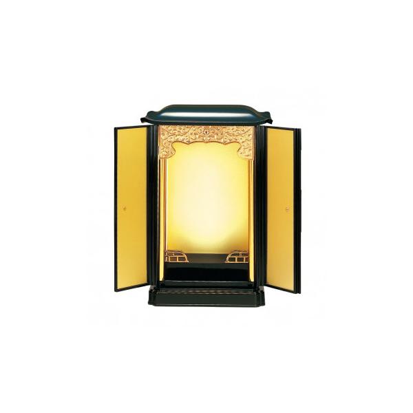 厨子型ミニ仏壇 大 黒(内金) 3102870300021 サンメニー厨子型ミニ仏壇は仏様を安置し、ご先祖・水子の霊をお祀りいただき、「出世仏壇」と呼ばれ、ご好評をいただいております。信仰のかけ橋になれば、幸いでございます。掛軸用フック付で...