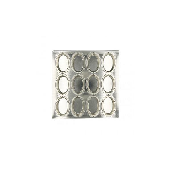 松永製作所　シリコン加工　シルバーオーバル天板12P  MS168 オールシーズン使える定番のオーバル型は、12個付けのため初心者から上級者まで人気の型です。一度に多くの焼き菓子を作ることが可能です。表面にシリコン加工がかかっており型離れの...