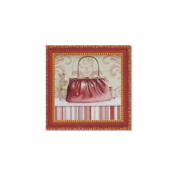 ミニゲル アートフレーム キャロライン フィスク「コーラル ピンク パース2」 CA-02012 カナダ女性作家であるキャロライン フィスクの絵と、額がセットになった商品です。絵の表面を特殊な透明ゲルを使って凹凸加工を施し、油絵のような質感...