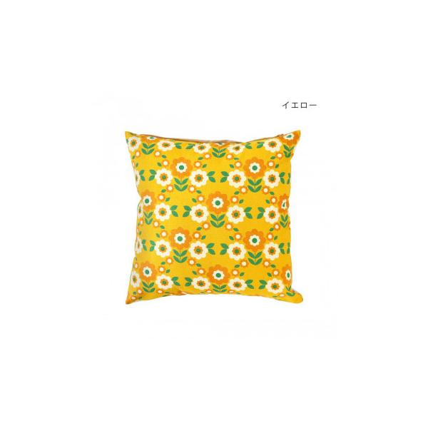 クッションカバー レトロフラワー イエロー 15623883322 どこか懐かしさを感じるレトロな花柄をポップにアレンジしました。裏面は無地となります。中身が出し入れしやすいサイドファスナーです。毎日のリラックスタイムも楽しい気分にしてくれ...