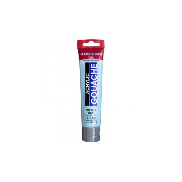 アムステルダム アクリリックガッシュ 70ml　スカイブルーライト　AAG70 551　410154 筆ムラが出にくく、ツヤのないマット調の塗面に仕上がり、乾燥後は耐水性になります。下地の色を隠す強い被覆力があります。アムステルダムアクリリ...