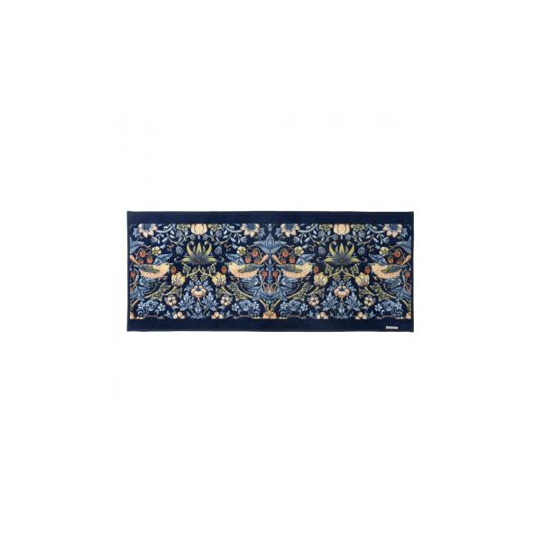 イチゴドロボウ インテリアマット  50×120cm FT1702A B ブルー 時代を超えて愛されるウィリアム・モリスの代表作の?つで、モリスの別荘である「ケルムスコット・マナー」でいちごをついばむツグミを?て描いたデザインです。1882...