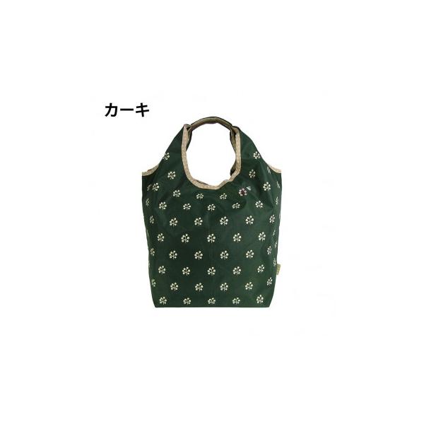 優美社　4H18-04　chiemisacs （チエミサックス） エコバッグ大  カーキ 表・裏各1箇所が刺繍になっているツリー柄のプリントがキュートなショッピングバッグ。ハンドル部分のふち巻テープはドット柄の生地を使用しています。ショッピ...
