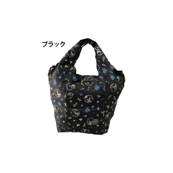 優美社　0619-00　 （ピーターラビット(TM)） 　くり手型　　コンパクト収納レジカゴバッグ  ブラック Lサイズなので毎日のお買い物にも大活躍!コンパクト収納にもひと工夫しマジックテープで簡単収納や前ポケットに折りたたみファスナー付...