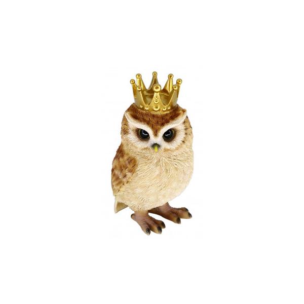 フクロウオーナメント 王冠 14160 フクロウのオブジェ。顔の表情をみているだけで、癒されます。細部までこだわった作りで、フクロウの特徴をよくとらえられています。 生産国:中国 素材・材質:レジン 商品サイズ:W95×H180×D95mm...