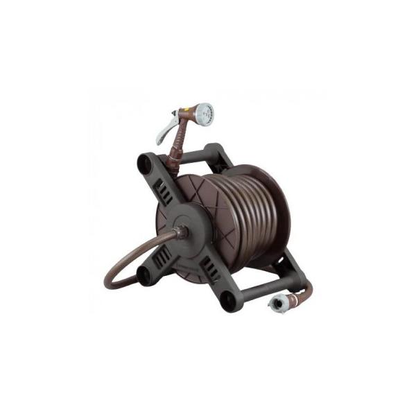 三洋化成　ヴァルナ ブラウン リール ブラウン VB4-F207R 表面がサラッとする特殊表面処理を施したホースで巻き取りやすい。紫外線をカットし藻の発生を防ぎます。ノズルはレバーで通水・止水が行え、6つの水流が選べます。 生産国:日本 素...