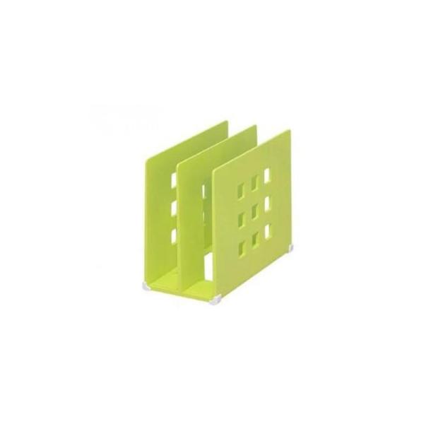 LIHIT LAB.(リヒトラブ)　仕切ラック　S　黄緑　A-7320-6 すべりニクイ理由はここ!エラストマー製のL字型の滑り止めがラックの滑りを防止。底部のリブ加工がファイルやホルダーの滑りを防止。タテ・ヨコどちらでもOK。タテ置き、ヨ...