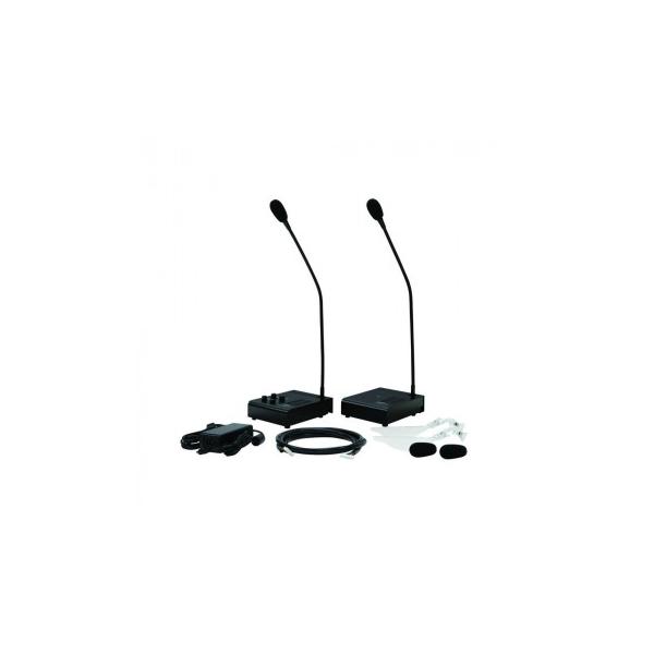 UNIーPEX ユニペックス ポータブル窓口通話システム  PCC-100 アンプ・スピーカー内蔵のリモートマイクを、飛沫防止スクリーンを挟んで、窓口担当者様側(親機)とお客様側(子機)にそれぞれ設置し、お互いの音声を相手側スピーカーから放...