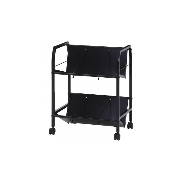 不二貿易　C/D:17612　ファイルワゴン2段　ブラック　TG-2 BK まとめて収納!フルブラックでシックなシンプル2段ワゴンです。 生産国:中国 商品サイズ:全体:幅550×奥行400×高さ720mm 重量:7kg 仕様:耐荷重(棚1...