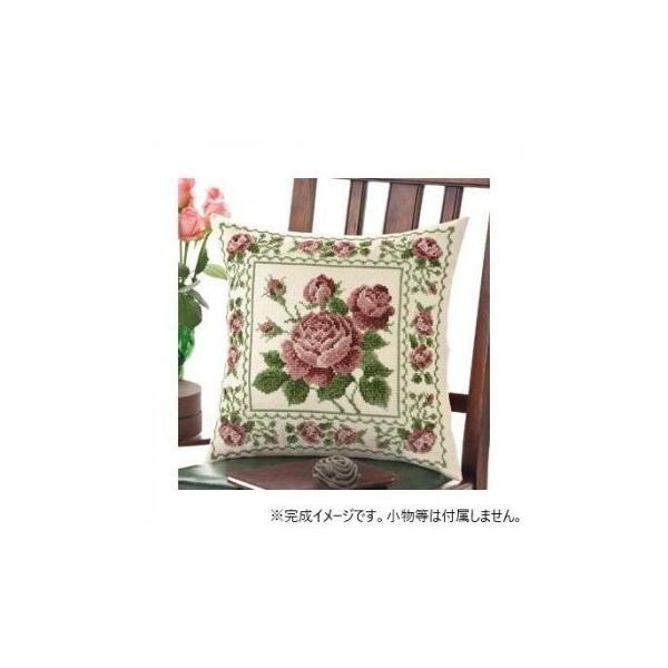 オリムパス ししゅうキット　クッション　アンティークローズ　6051 日々の暮らしが華やかになる花たちを表現しました。技法はクロスステッチ。技術レベルは中級者向。 生産国:日本 素材・材質:布・ししゅう糸:綿100%クロス針:はがね 商品サ...