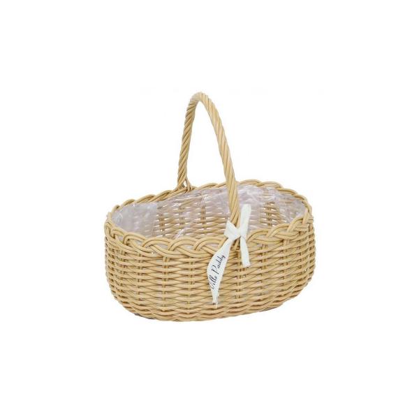 村田屋産業 PPラタンバスケット Natural L 3173 持ち手付きのラタンバスケットです。内側にビニールが付いているので観葉植物の土で汚れたり水で濡れたりすることを防ぐことができます。造花やドライフラワーなどのお花を入れてフラワーア...