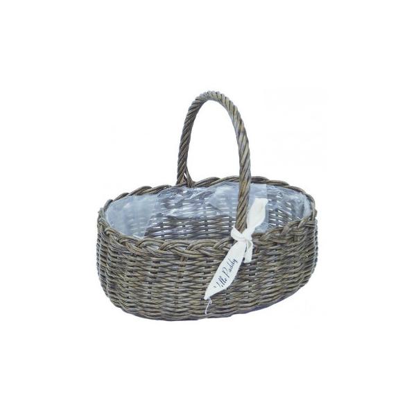 村田屋産業 PPラタンバスケット Gray L 3175 持ち手付きのラタンバスケットです。内側にビニールが付いているので観葉植物の土で汚れたり水で濡れたりすることを防ぐことができます。造花やドライフラワーなどのお花を入れてフラワーアレンジ...