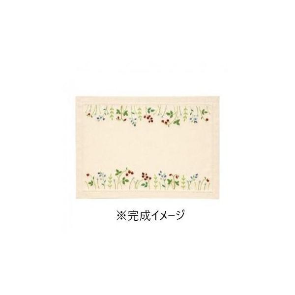 オリムパス ししゅうキット　ティーマット　ベリー　9026 庭に咲く愛らしい花々を、ひと針ひと針ステッチで表現しました。フランスししゅうの基本的なステッチを使った、初心者の方にもお楽しみいただけるキット。図案プリント済。技法はフランスししゅ...