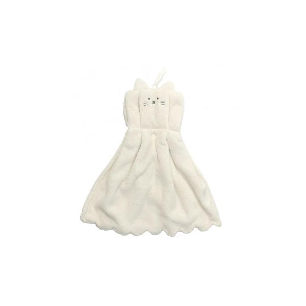 jou jou lier ジュジュリエ　無地　ドレスタオル　ねこ　02　IVORY　GHR9385 猫ちゃんがドレスを着ているようなデザインのタオル。ループ付きなのでフックに掛けて使えます。 生産国:中国 素材・材質:ポリエステル86%・ナ...