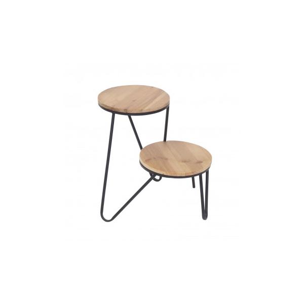 村田屋産業 フラワースタンドダブルフロア 7527 生花や観葉植物など素敵にディスプレイできます。 生産国:中国 素材・材質:アイアン・ウッド 商品サイズ:W31×D26×H30cm、一段目:Φ20×H16cm ナチュラルな雰囲気のスタンド...