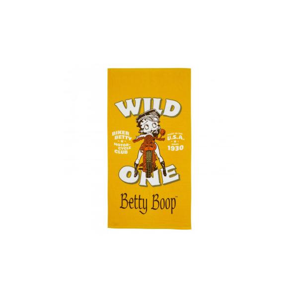 犬飼タオル BE67-B ベティ　ワイルドシャーリング染料プリント バスタオル バイクに乗ったワイルドなベティが描かれたシャーリング染料プリントのバスタオルです。 生産国:中国 素材・材質:綿100% 商品サイズ:60×115cm 仕様:T...