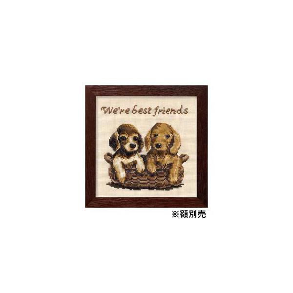 オリムパス 7272 ししゅうキット　フレーム　ベストフレンズ　 インテリアやプレゼントに、手ごろな出来上がりサイズです。技法はクロスステッチ。額(W-39)は別売り。技術レベルは初級者向。 生産国:日本 素材・材質:布、ししゅう糸:綿10...
