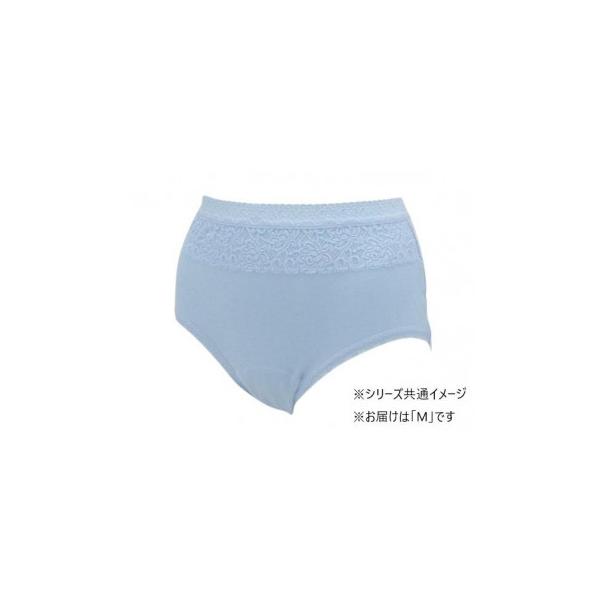 ソフラピレンショーツ　サックス　M・102573 普通の下着感覚でご使用頂けるショーツです。フロントレースのおしゃれなデザイン。5層構造の吸水布には、消臭効果のある素材を採用しています。 生産国:日本 素材・材質:本体:綿100%レース:ナ...