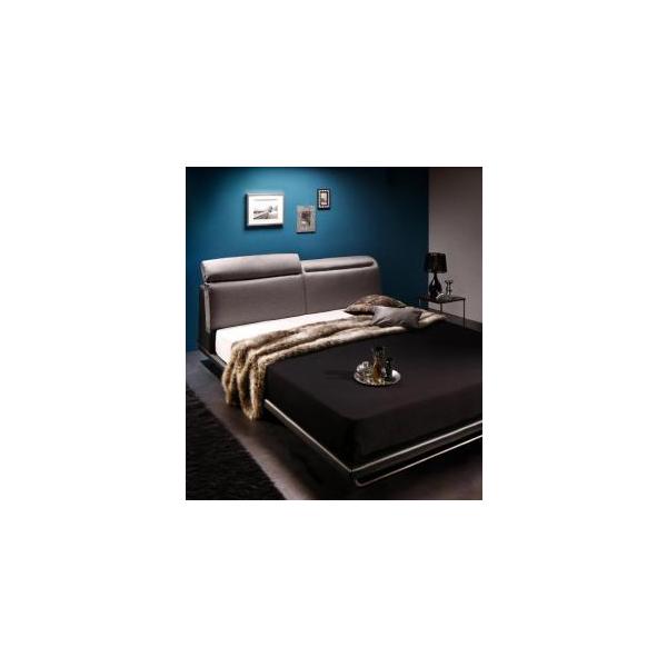 リクライニング機能付き・モダンデザインローベッド マルチラススーパースプリングマットレス付き ダブル 【ts102545】