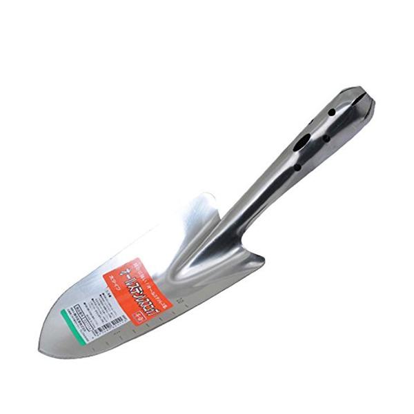 【ご購入後の当店からの連絡はご登録のメールアドレスに通知いたします。必ずご確認ください】【商品概要】用途:穴掘り、土すくい用特徴1:錆びに強いオールステンレス製特徴2:植替え作業などに便利な目盛付き仕様:大タイプ・目盛付材質:ステンレス(S...