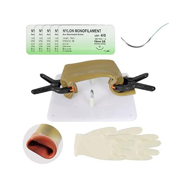 【ご購入後の当店からの連絡はご登録のメールアドレスに通知いたします。必ずご確認ください】[完全な縫合練習キット]：LAPLAY 外科手術訓練用模擬腸モデル練習キットには、付属の20ｃｍの腸のモデル１つ、支持テーブル１つ、固定クリップ２つが、...