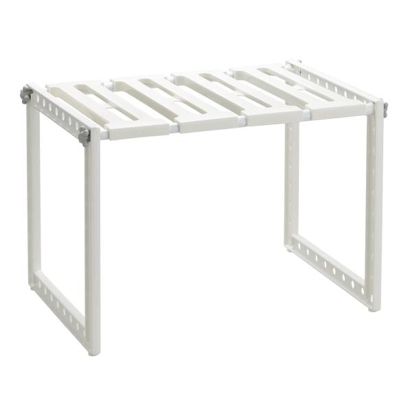 【ご購入後の当店からの連絡はご登録のメールアドレスに通知いたします。必ずご確認ください】【商品概要】製品サイズ:幅33~50cm/奥行30.3cm/高さ30.7cm耐荷重:5kgフレーム:スチロール樹脂、棚板・メネジ:ポリプロピレン、パイプ...