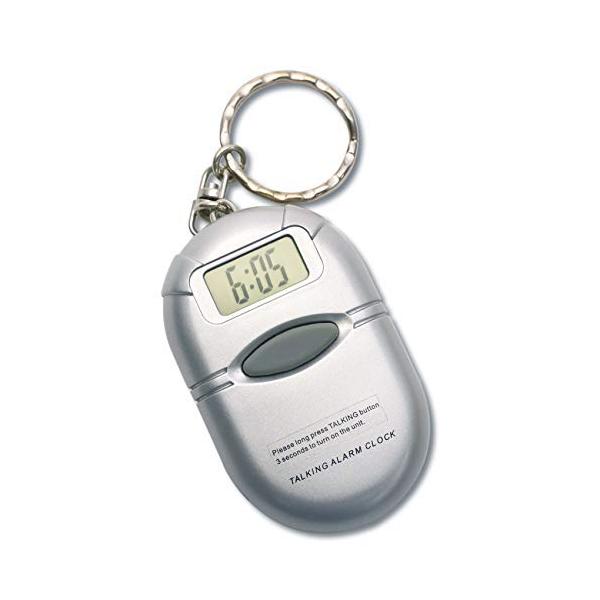 【ご購入後の当店からの連絡はご登録のメールアドレスに通知いたします。必ずご確認ください】【商品概要】キーホルダーとしても使えるコンパクトな音声時計です。12時間制／24時間制の切り替えが可能です。時報、アラーム、スヌーズ機能も付いています。...