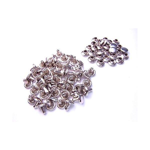 【ご購入後の当店からの連絡はご登録のメールアドレスに通知いたします。必ずご確認ください】【商品概要】商品名:両面カシメサイズ :頭直径 約7mm / 足全長 約7mm色 :シルバー内容量:100個入り (不良品対策の為、少し多めに入っていま...