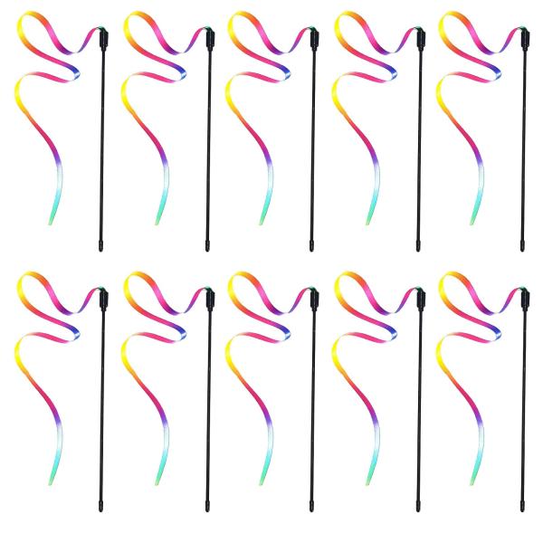 【ご購入後の当店からの連絡はご登録のメールアドレスに通知いたします。必ずご確認ください】【商品概要】【10個セット】10個WanFengXueレインボーカラーのねこじゃらしセット。竿長：28cm、リボンの長さ：約58?60センチメートル、耐...