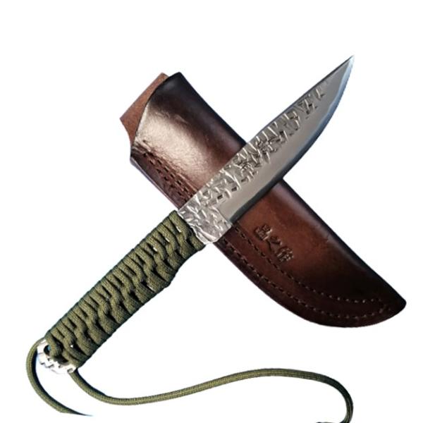 トヨクニ　土佐鍛造　晶之作　独遊鉈　和式ナイフ　白鋼　磨鎚目　両刃　115ｍｍ　パラコード巻ハンドル　ケース付（チョコ色）　細工用和式ナイフ　日本製　全長：約245ｍｍ　刃長：約115ｍｍ　刃幅：約28ｍｍ　重量180ｇ（ナイフ本体）　　刃...