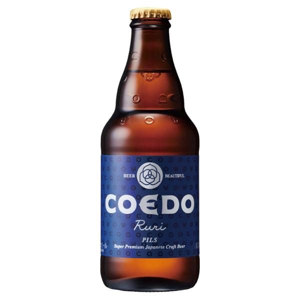 コエドブルワリー COEDO BREWERY瑠璃 -Ruri-クリアな黄金色と白く柔らかな泡のコントラスト、さわやかな飲み口が特徴のプレミアムピルスナービール。軽やかな口当たりながらも、深みある味わいとホップの香味苦味のバランスをとった上質...
