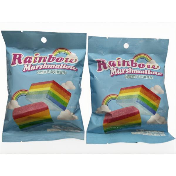 【日本未発売海外限定】Rainbow Marshmallowレインボーマシュマロ韓国ASMR 70g70g×２個セットですパッケージ内容：レインボーマシュマロ70gイチゴ味とチョコレート、バニラのミックスフレーバーで楽しめる韓国マシュマロ用...
