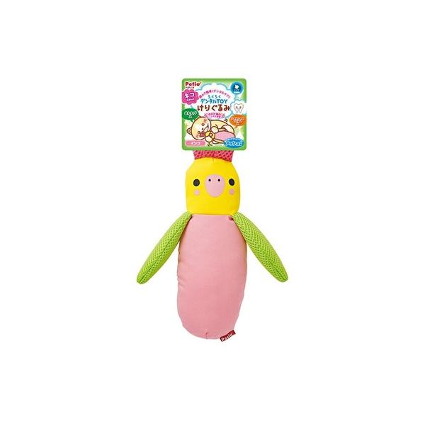 遊びながらハミガキ習慣!ネコちゃんのためのデンタルTOY。噛んで歯の汚れがからまりやすいメッシュ仕様のぬいぐるみ。シャカシャカフィルム入。またたび入。
